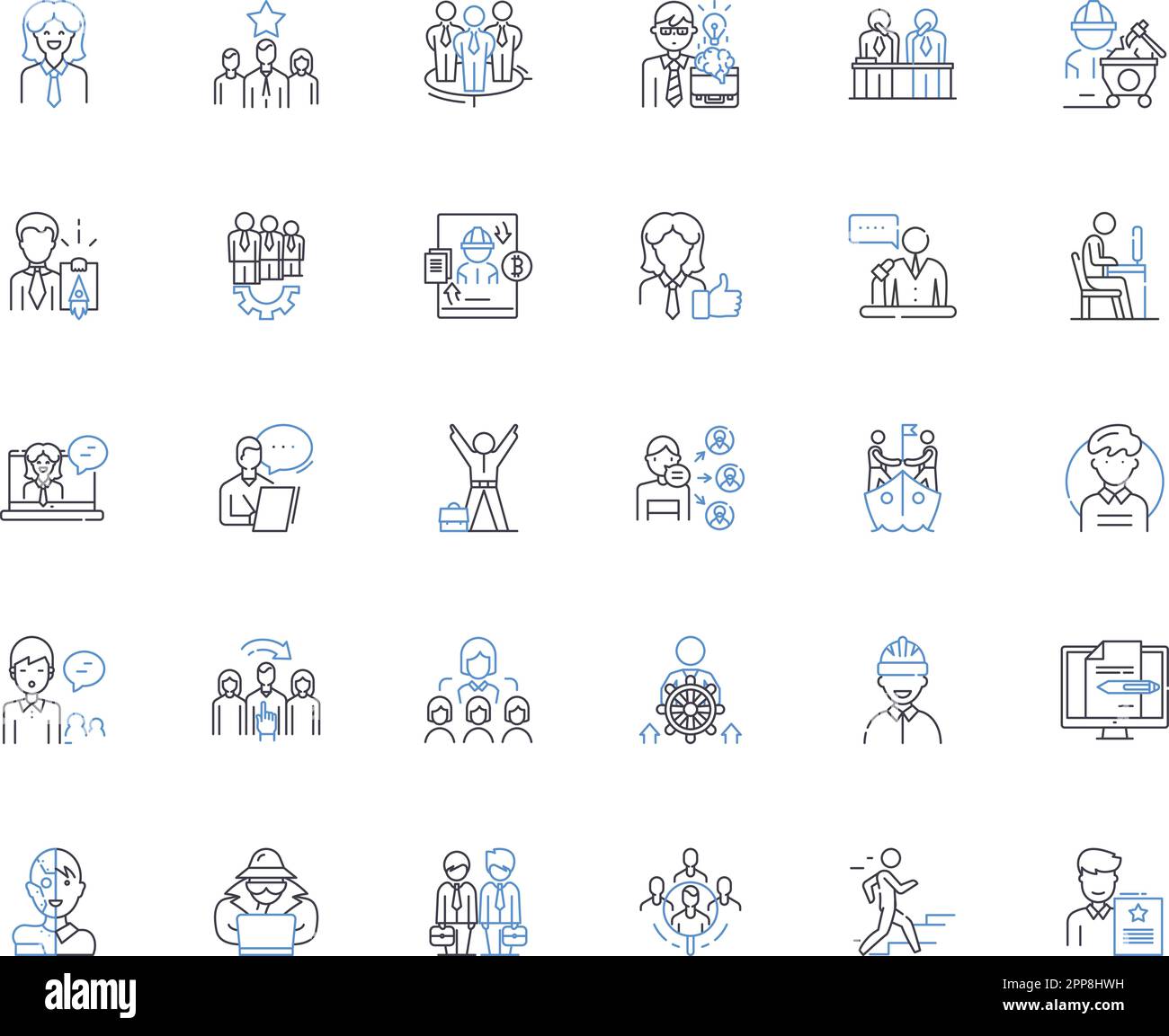 Occupation Field Line Icons Collection Medicine Engineering Law Education Accounting