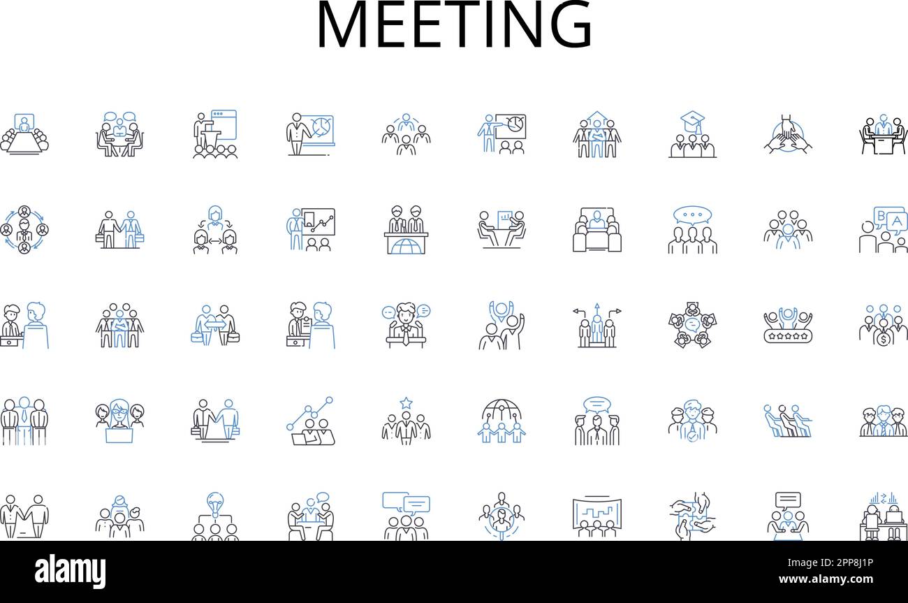 Meeting line icons collection. Equities, Bonds, Diversification ...