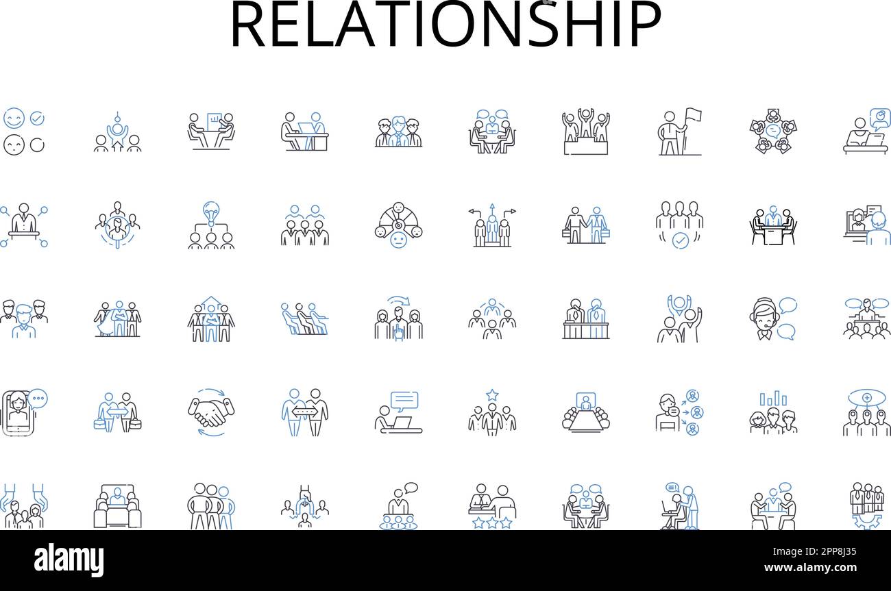 Relationship Line Icons Collection Transformation Adaptation Evolution Innovation