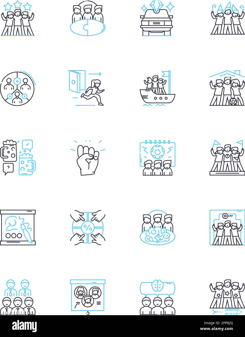 Consensus and agreement linear icons set. Harmony, Accordance, Unity ...