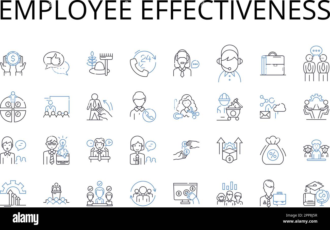 Employee effectiveness line icons collection. Team productivity ... Employee effectiveness line icons collection. Team productivity ...