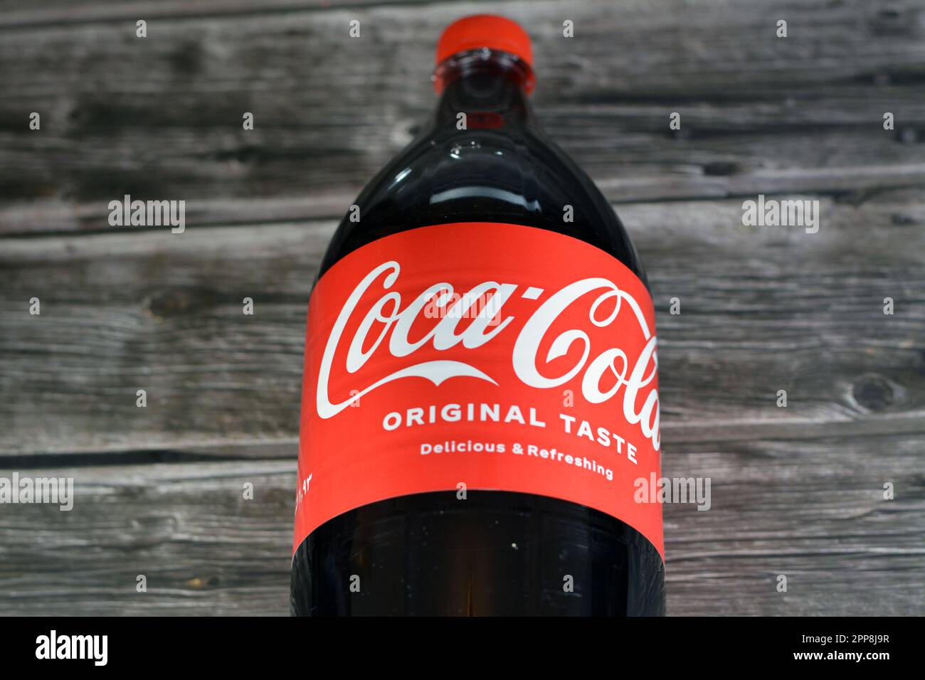 Cairo, Egypt, April 7 2023: Coca-Cola, or Coke plastic bottle, The Coca ...