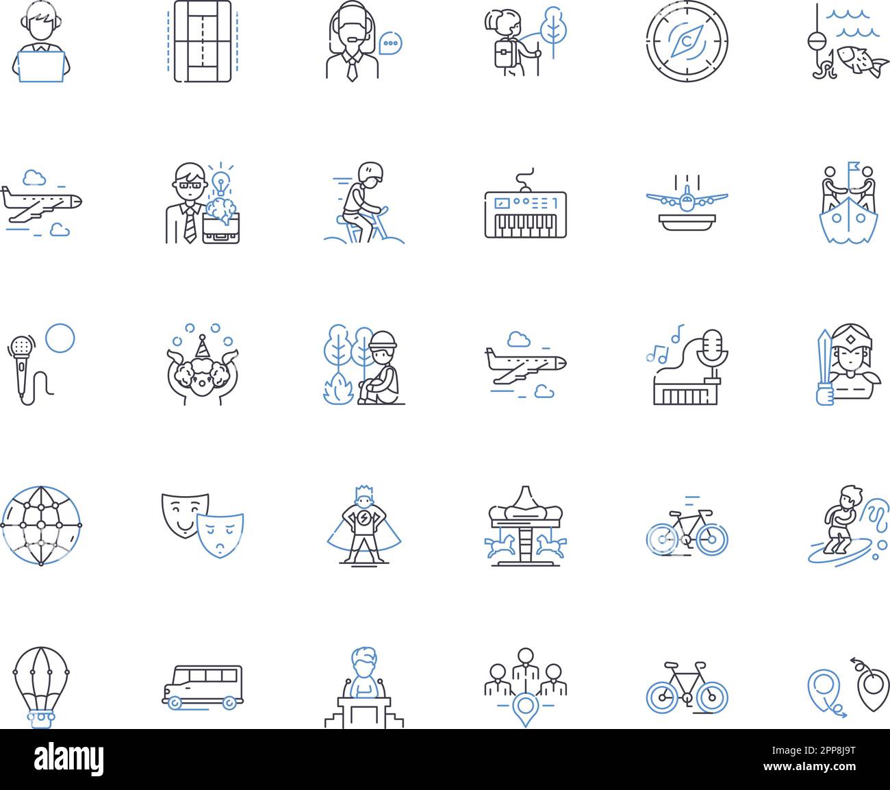 Vigorous athletic activities line icons collection. Running, Climbing ...