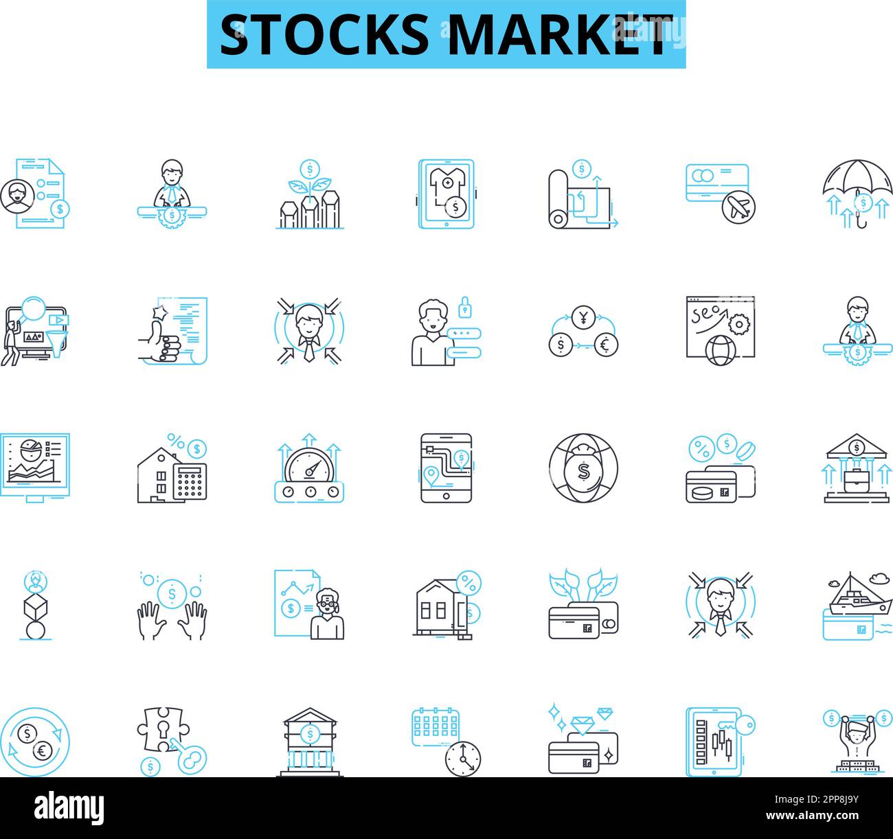 Stocks market linear icons set. Investment, Trading, Portfolio ...