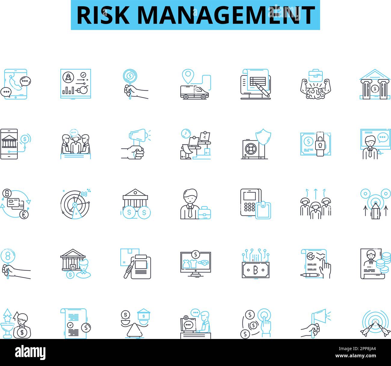 Risk management linear icons set. Probability, Uncertainty, Mitigation ... Risk management linear icons set. Probability, Uncertainty, Mitigation ...