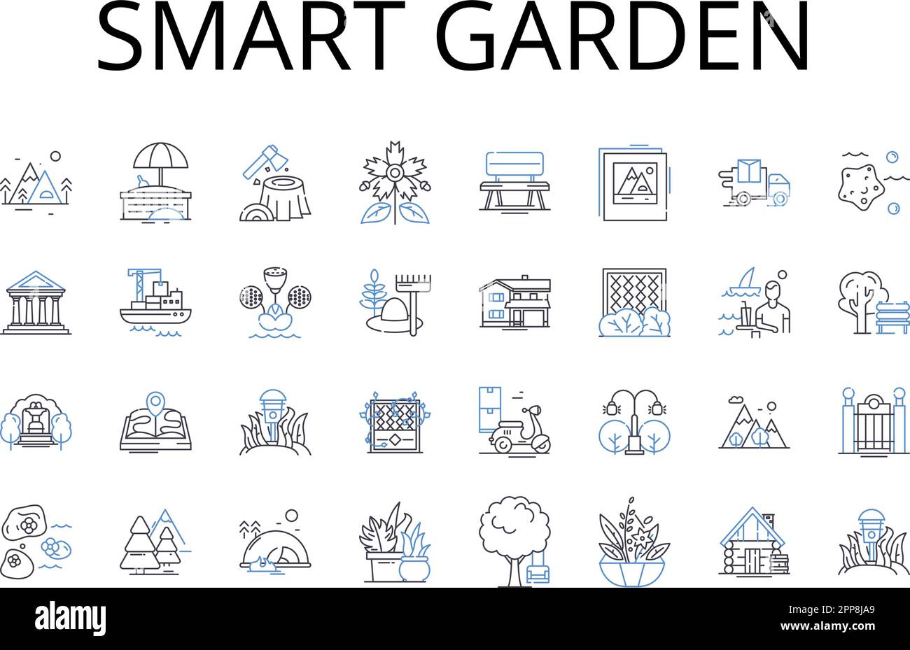 Smart garden line icons collection. Intelligent garden, Tech-savvy ...