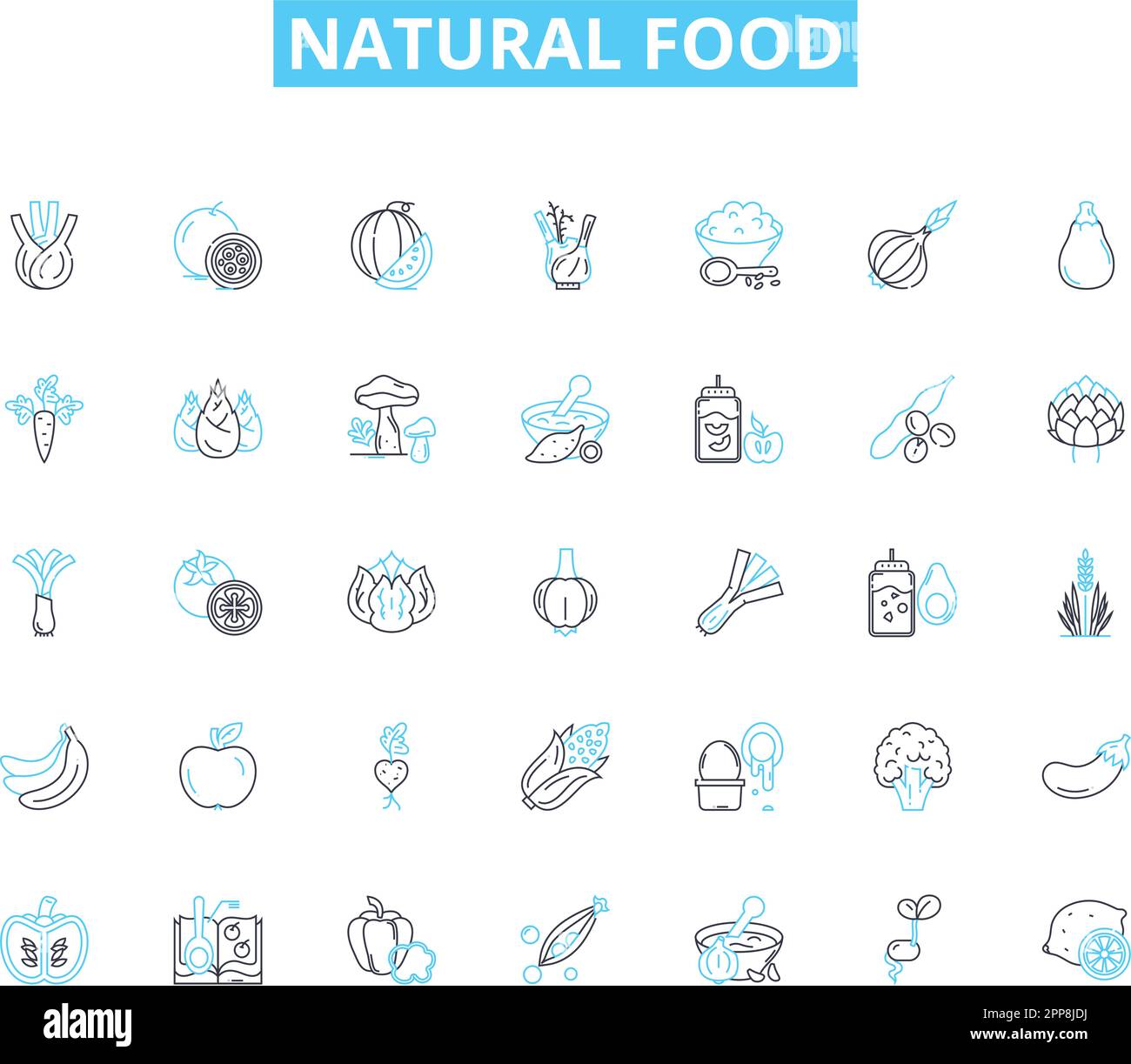 Natural food linear icons set. Organic, Whole, Fresh, Non-GMO ...