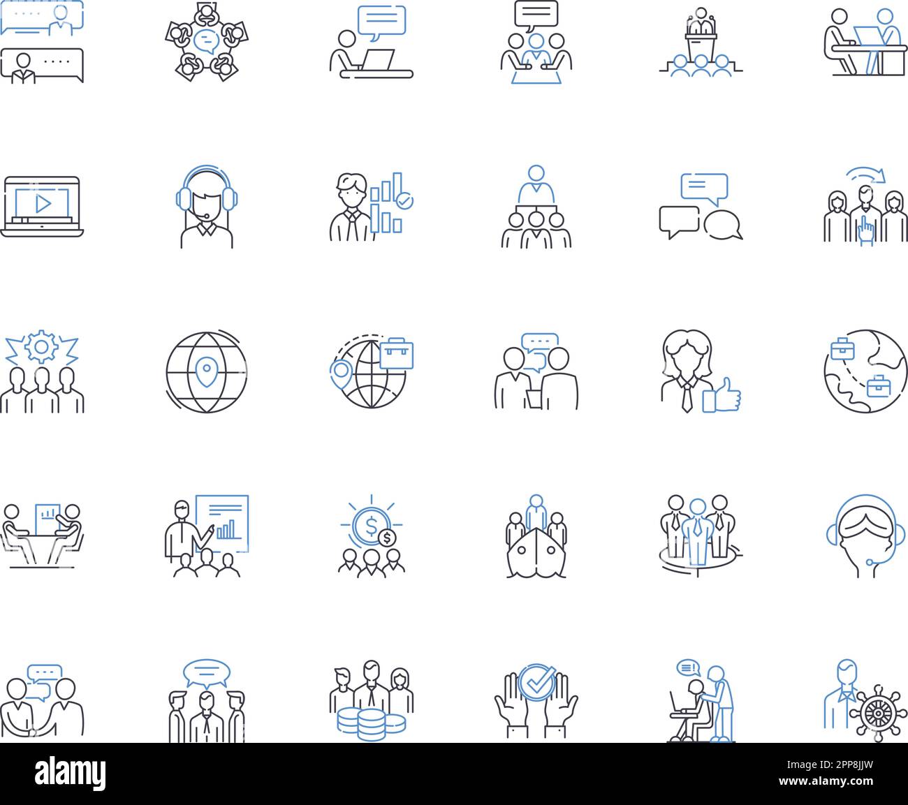 Media Relations Line Icons Collection Publicity Journalists Press
