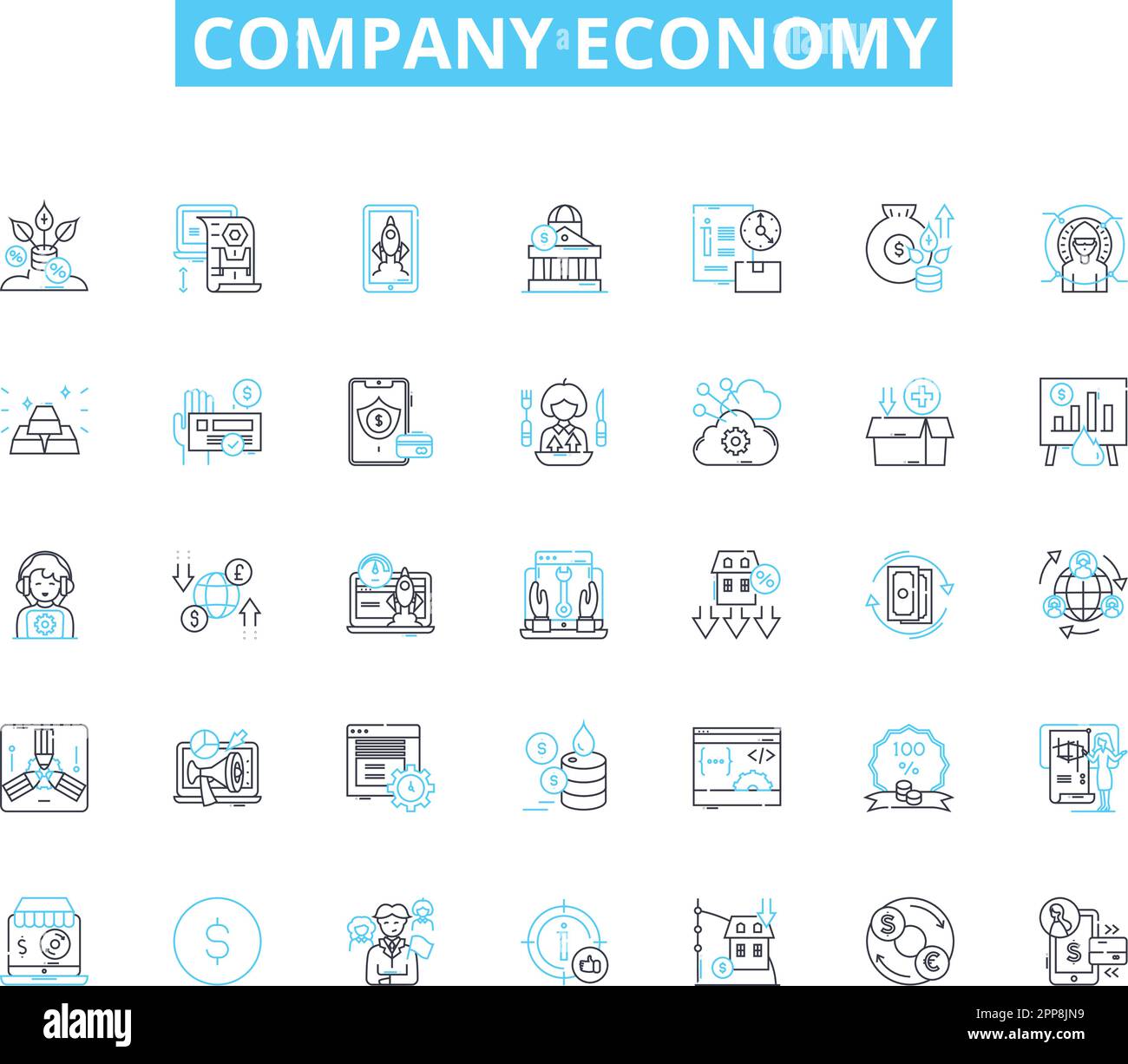 Company economy linear icons set. Profitability, Growth, Expansion ... Company economy linear icons set. Profitability, Growth, Expansion ...