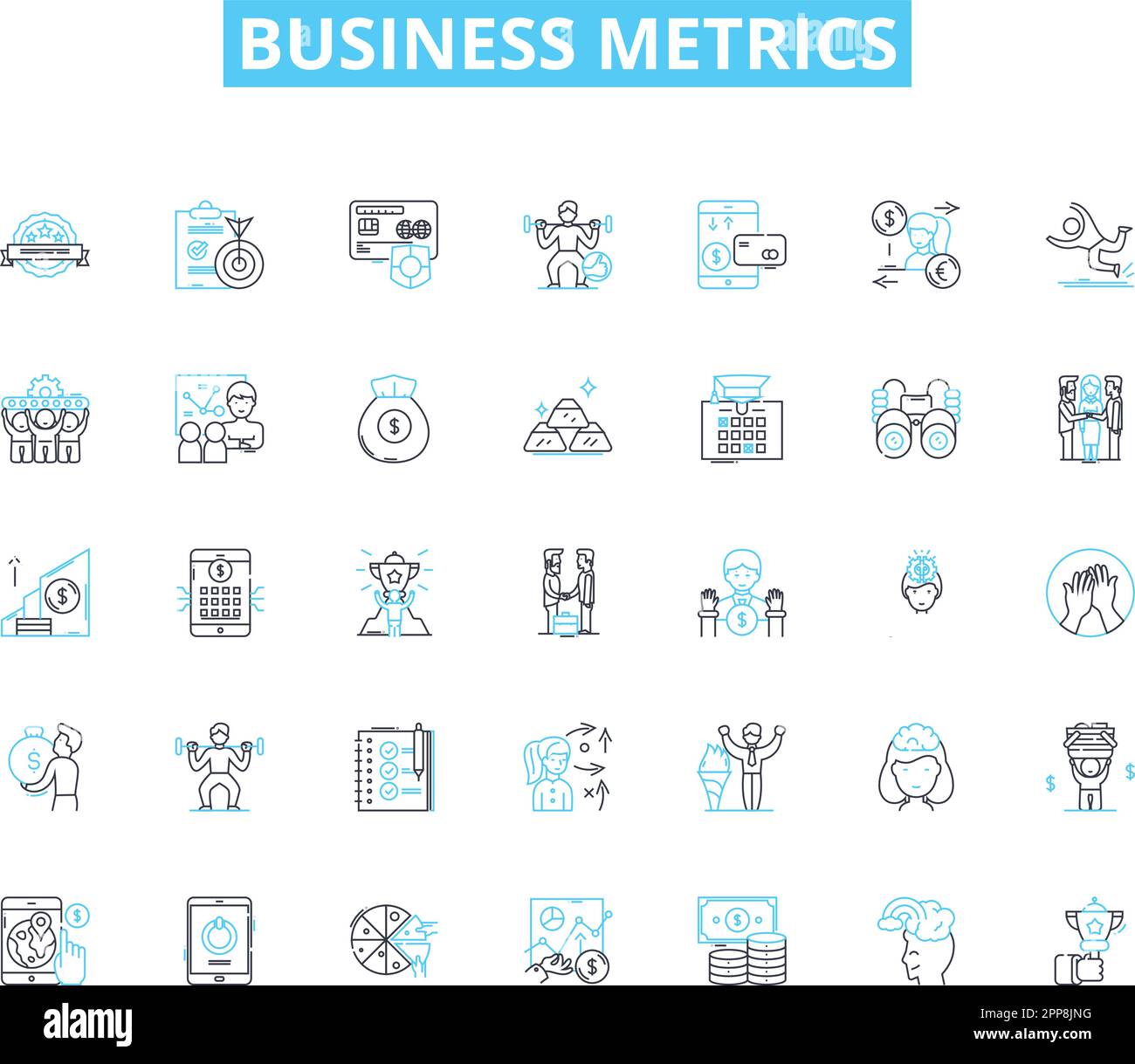 Business Metrics Linear Icons Set Kpi Performance Analytics