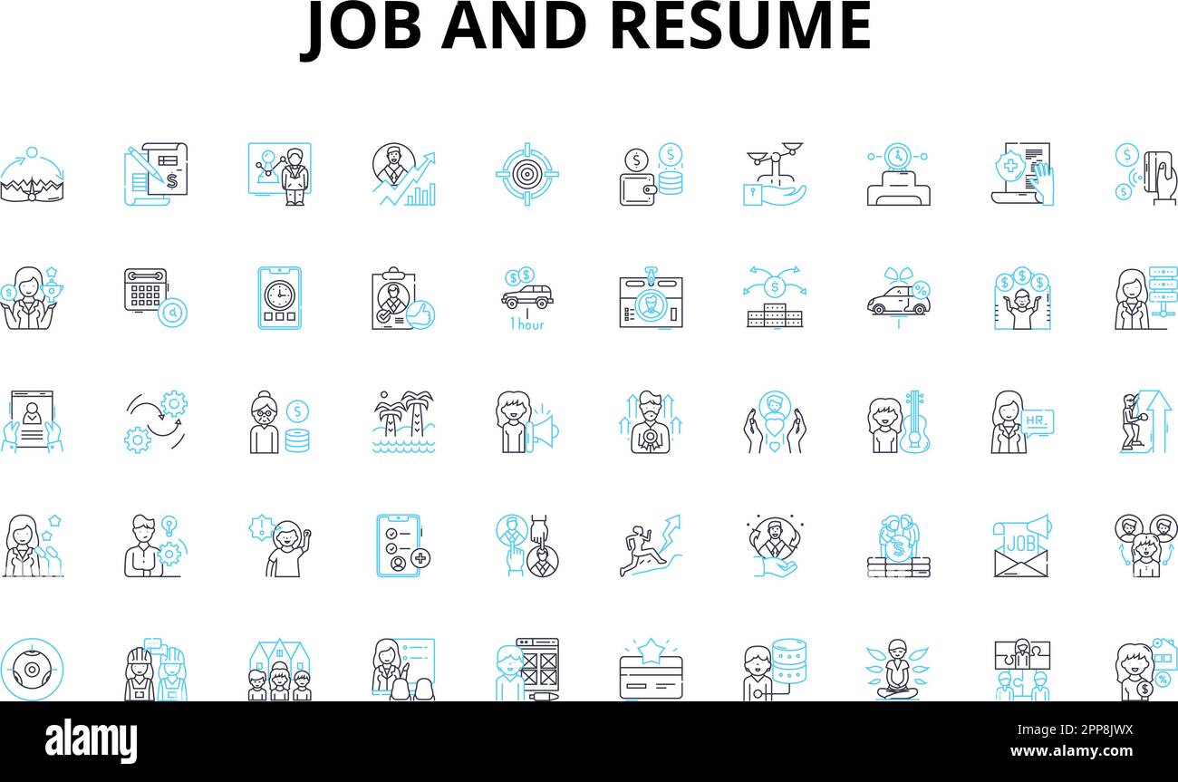 Job and resume linear icons set. Employment, Career, Application ...
