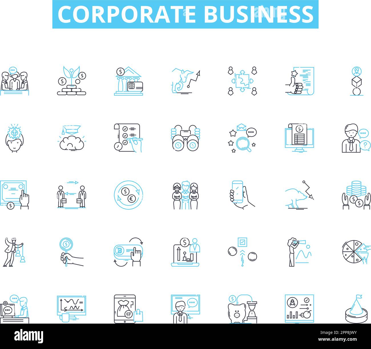 Corporate business linear icons set. Profit, Strategy, Growth ...