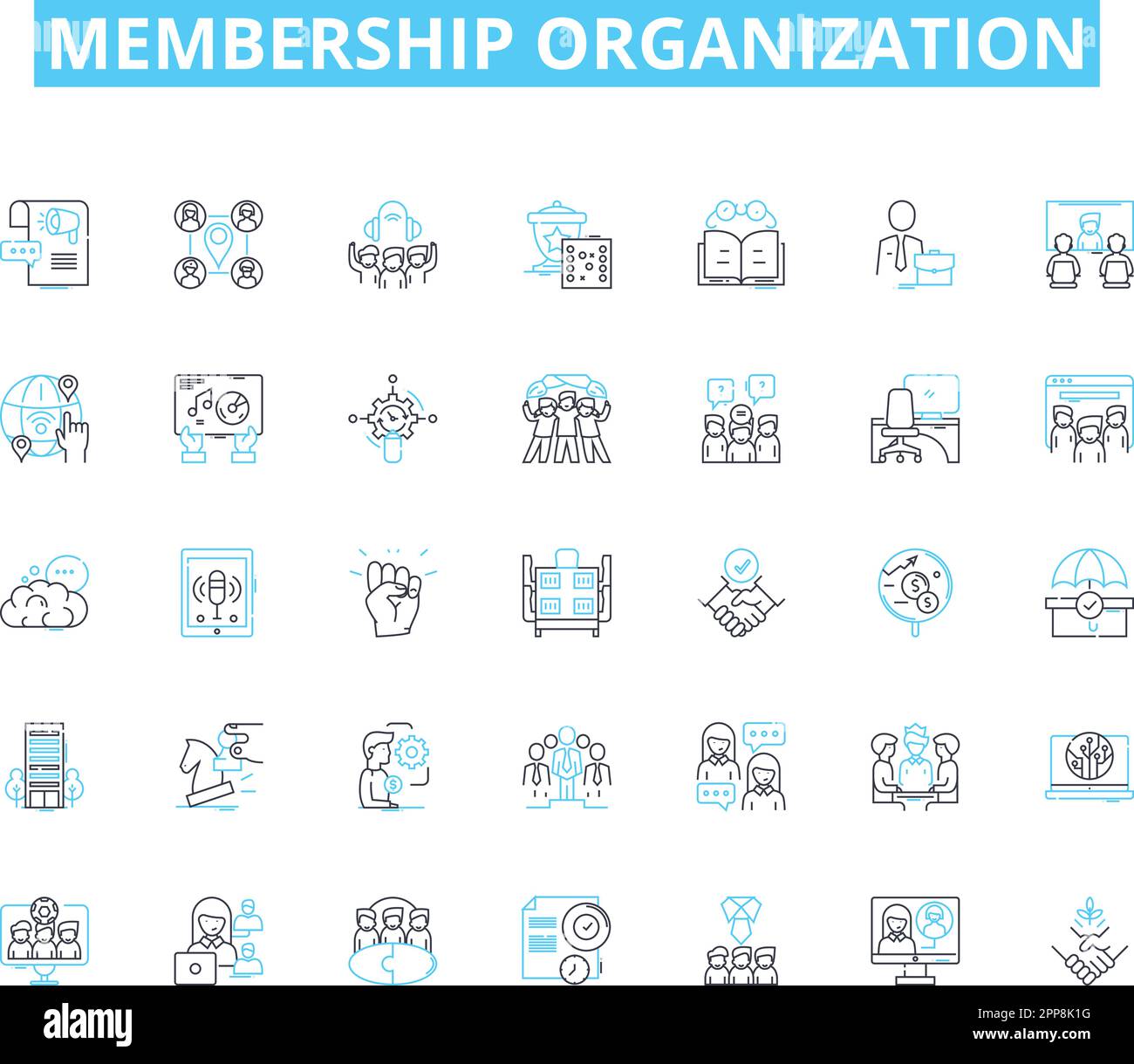 Membership organization linear icons set. Community, Association ...