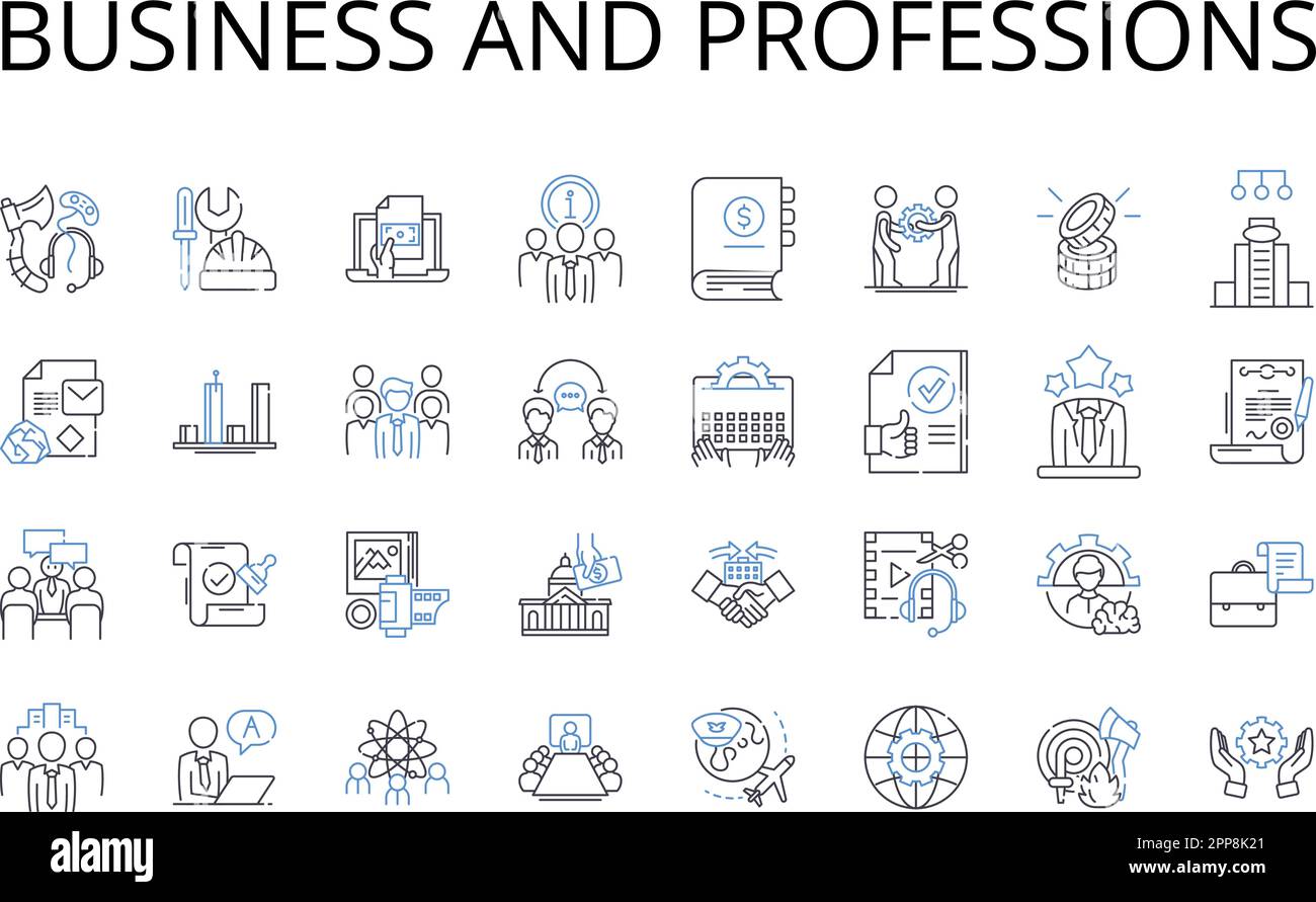 Business and professions line icons collection. Commerce, Enterprise ...
