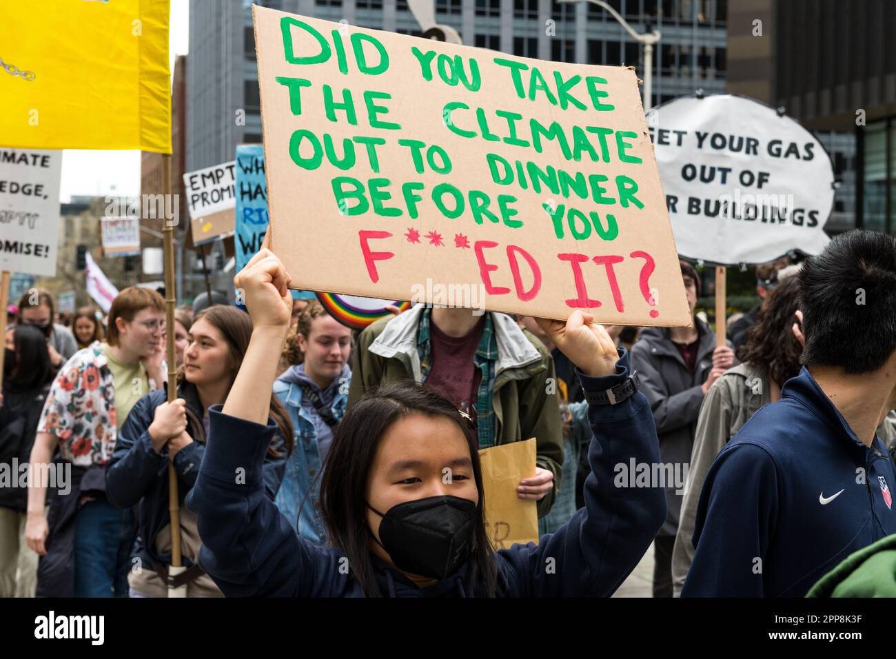 Seattle, USA. 22 Apr, 2023. Protestors at the Earth Day Rally/Protest ...