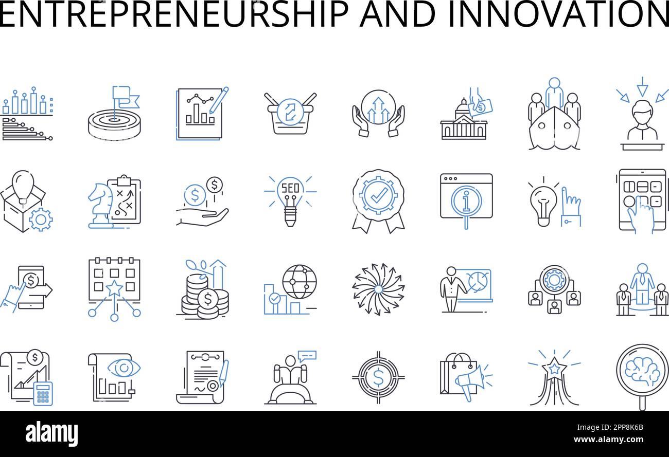 Entrepreneurship and Innovation line icons collection. Creativity and ...
