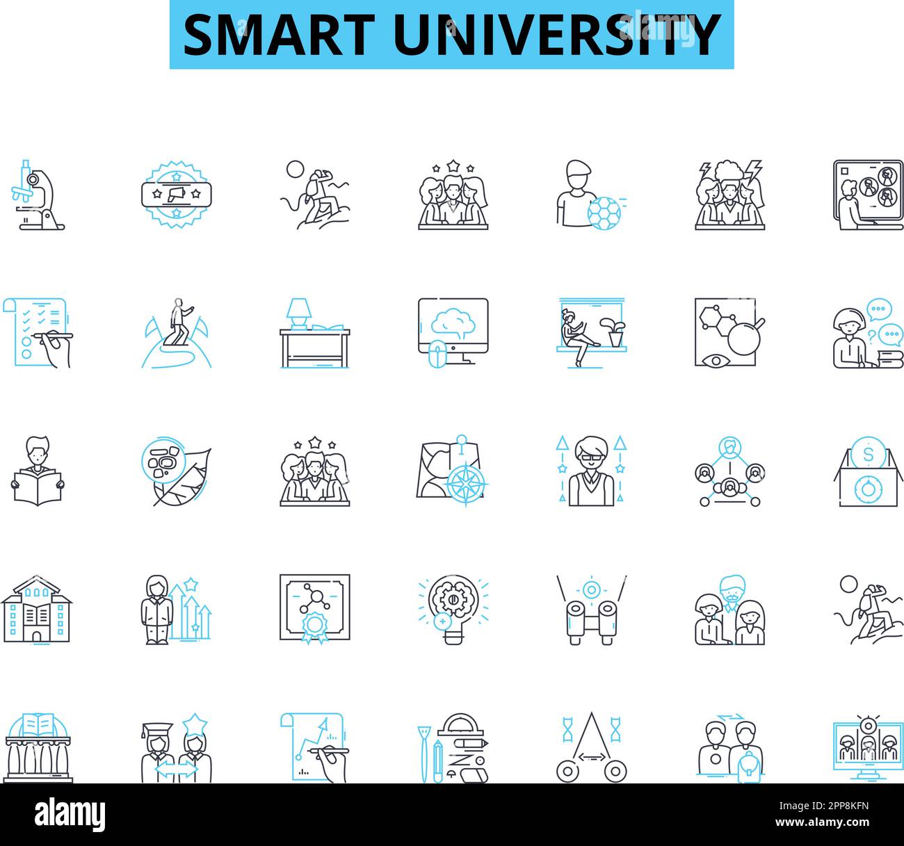 Smart university linear icons set. Efficiency, Innovation, Technology ...