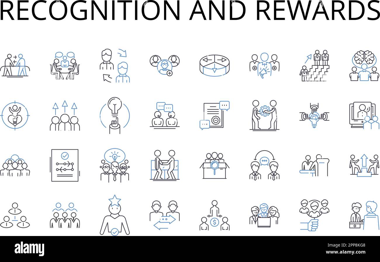 Recognition and rewards line icons collection. Appreciation ...