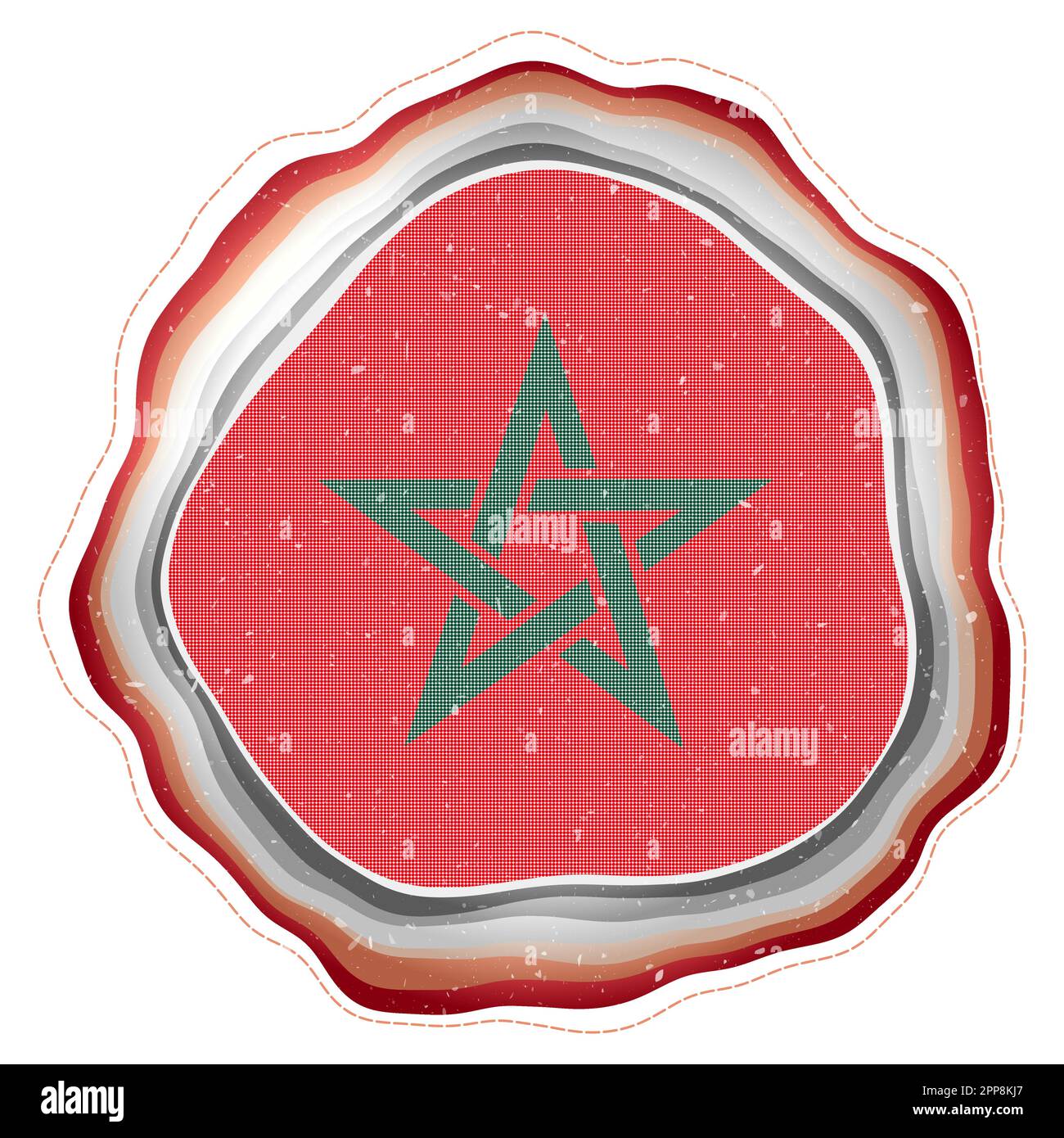 Morocco flag in frame. Badge of the country. Layered circular sign ...
