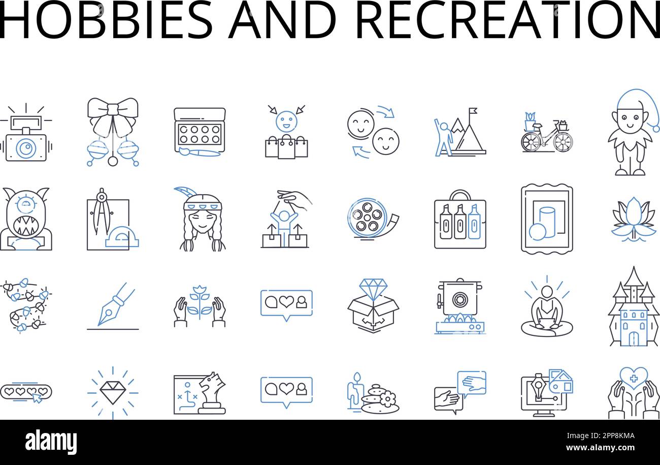 Hobbies and recreation line icons collection. Pastimes, Leisure ...