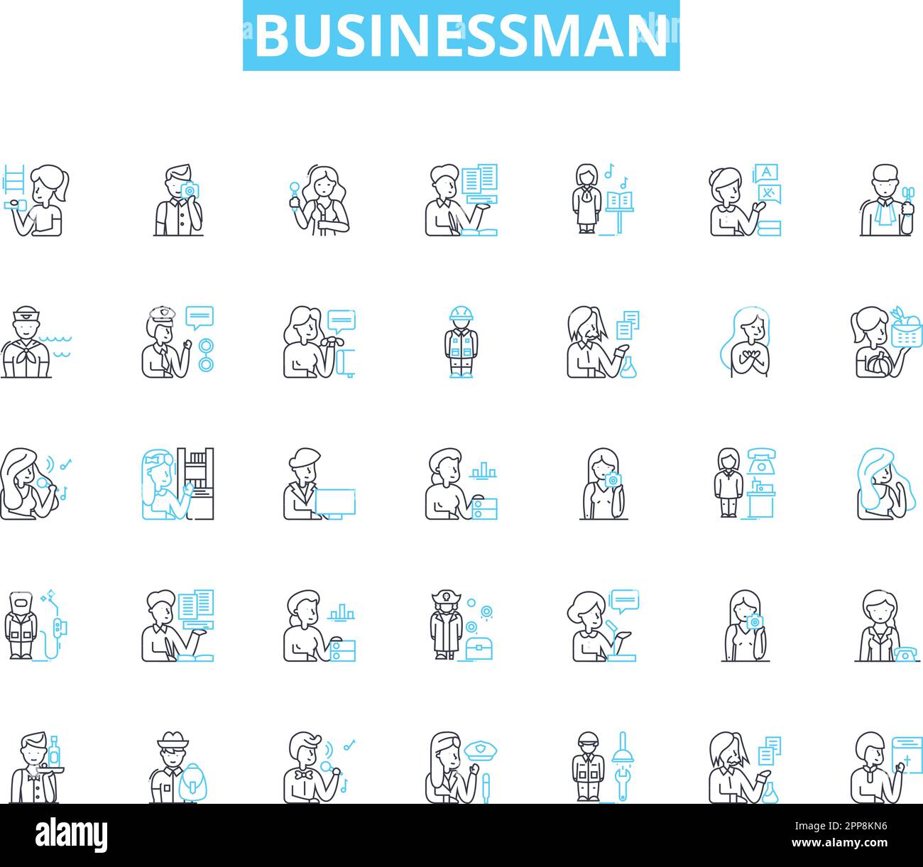 Businessman linear icons set. Entrepreneur, Executive, Manager, CEO ...
