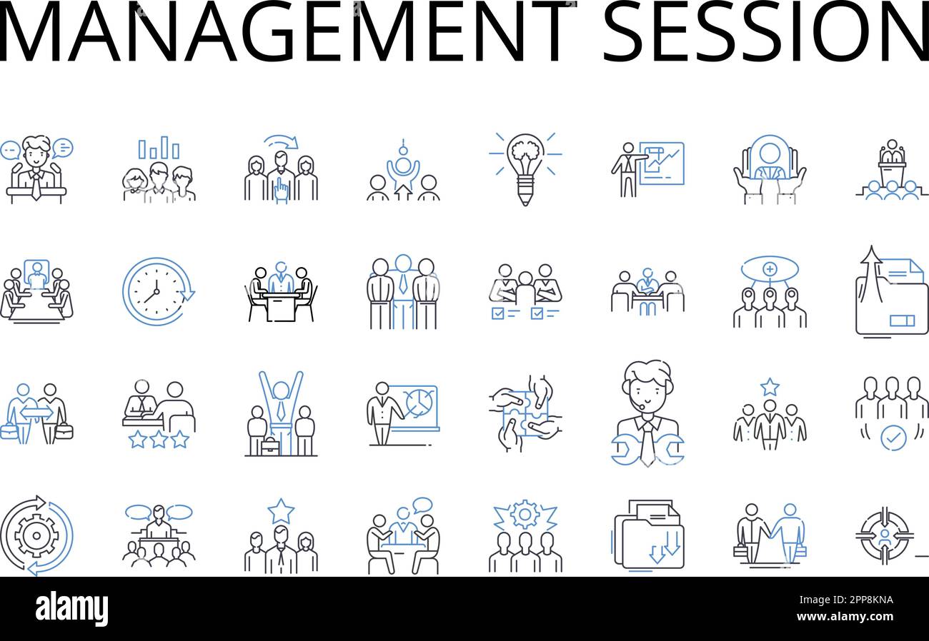Management session line icons collection. Business Meeting, Team ...