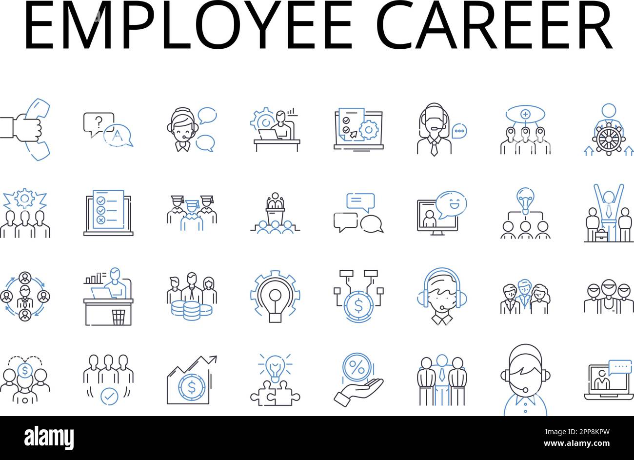 Employee career line icons collection. Business venture, Professional ...
