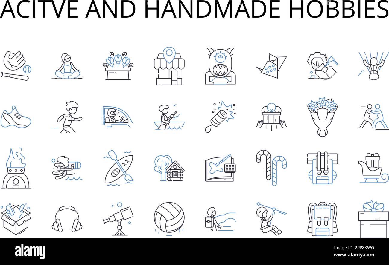 Acitve And Handmade Hobbies Line Icons Collection Engaged Occupied Involved Busy Productive