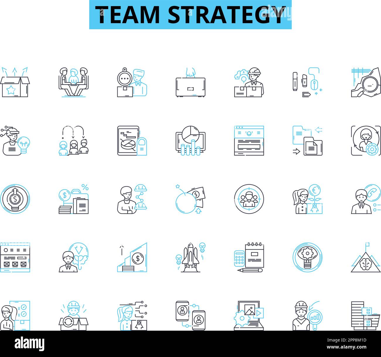 Team Strategy Linear Icons Set Collaboration Unity Synergy Cohesion Consensus Alignment