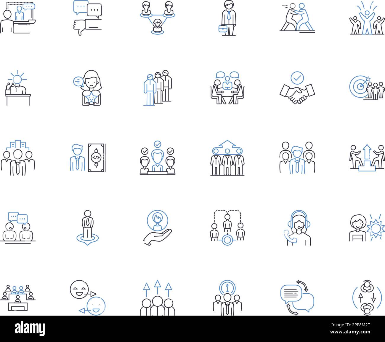 Management mentor line icons collection. Leadership, Coaching, Guidance, Expertise, Development ...