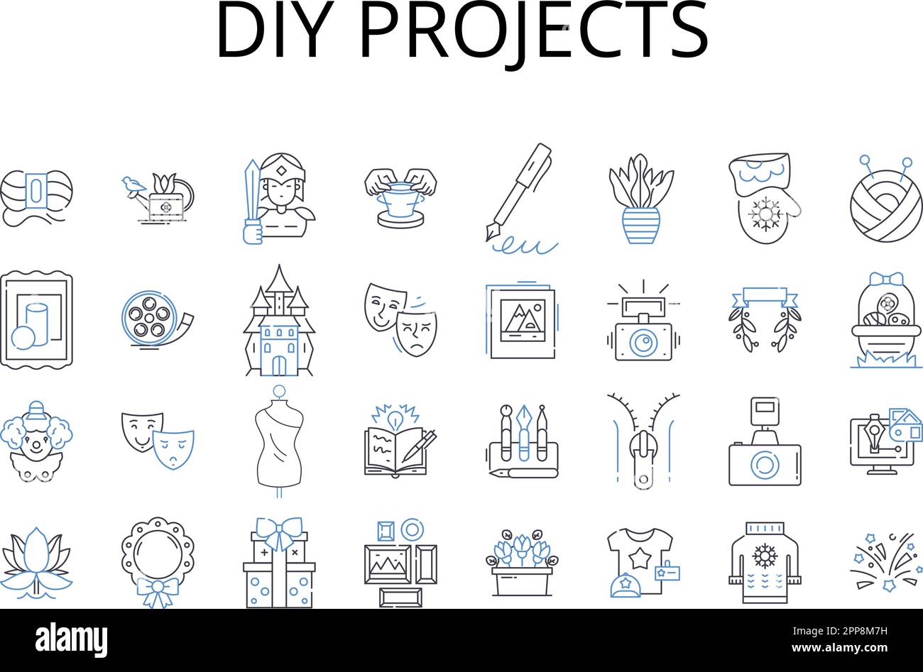 DIY projects line icons collection. Home improvement, Craft ideas, Art ...