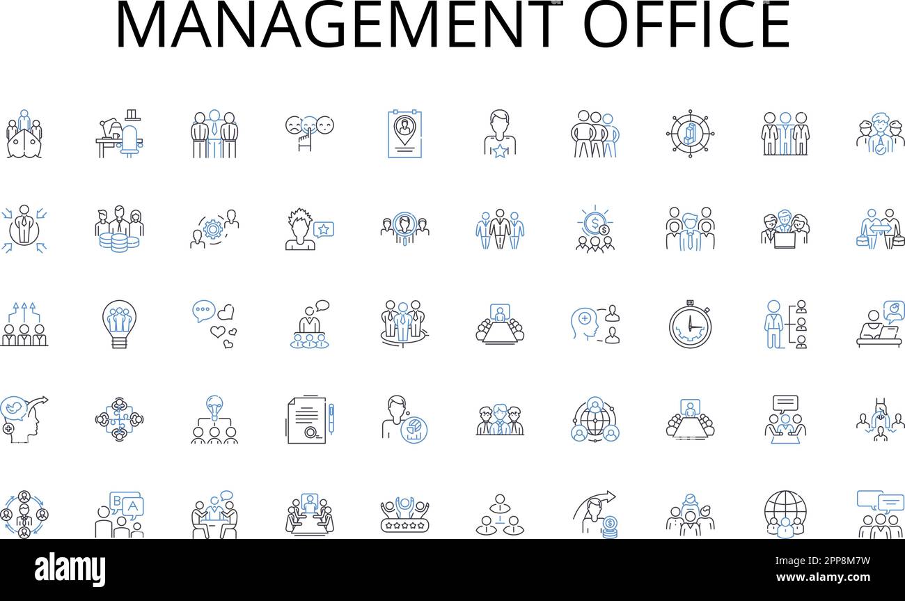 Management office line icons collection. Strategy, Tactics, Objectives ...