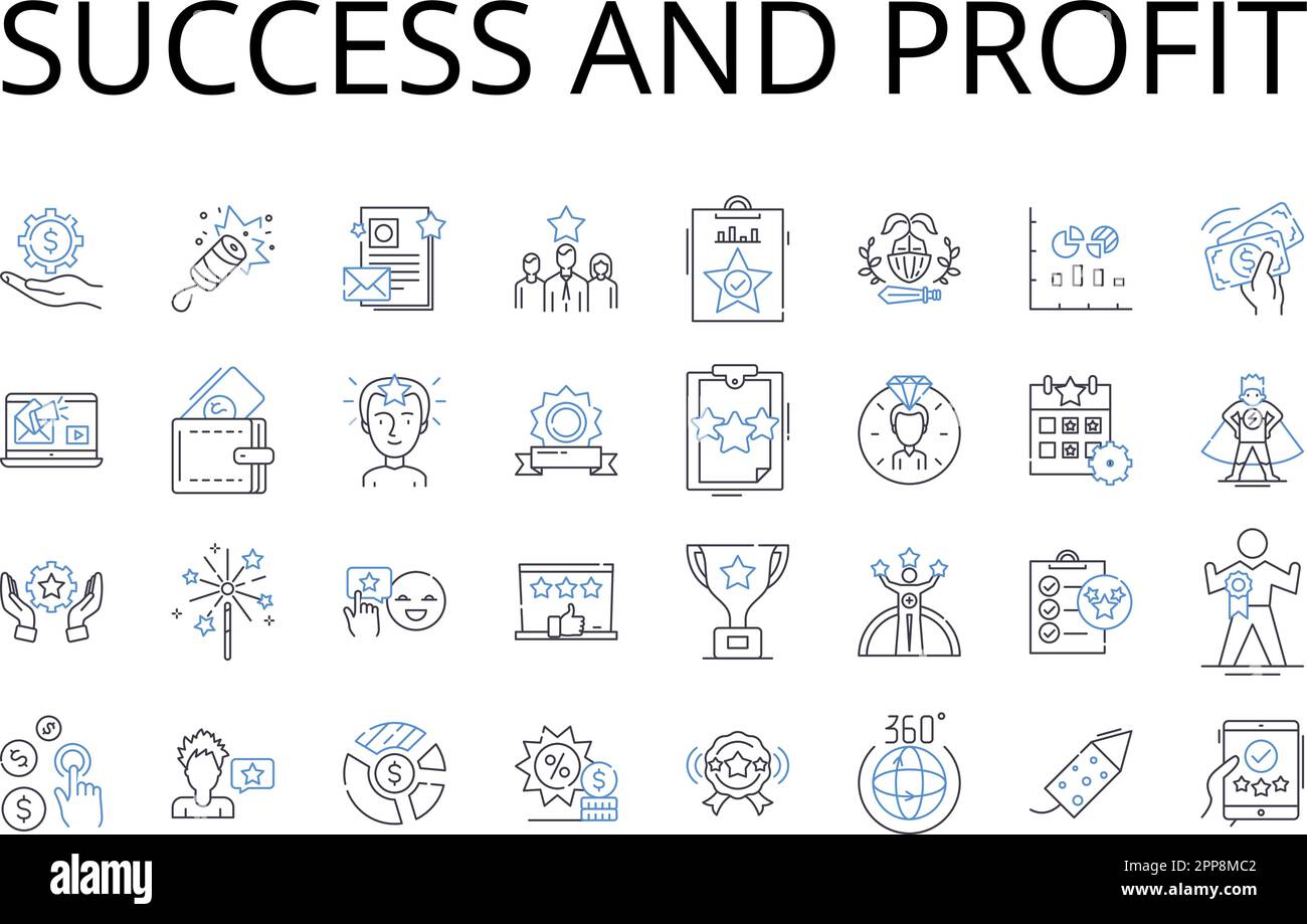 Success and profit line icons collection. Achievement, Gain, Prosperity ...