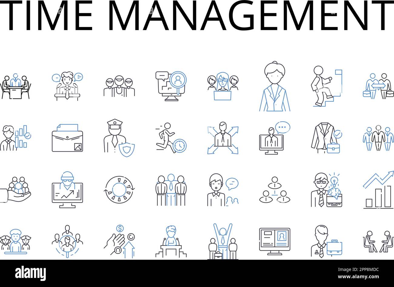 Time management line icons collection. Goal setting, Task scheduling, Project planning ...