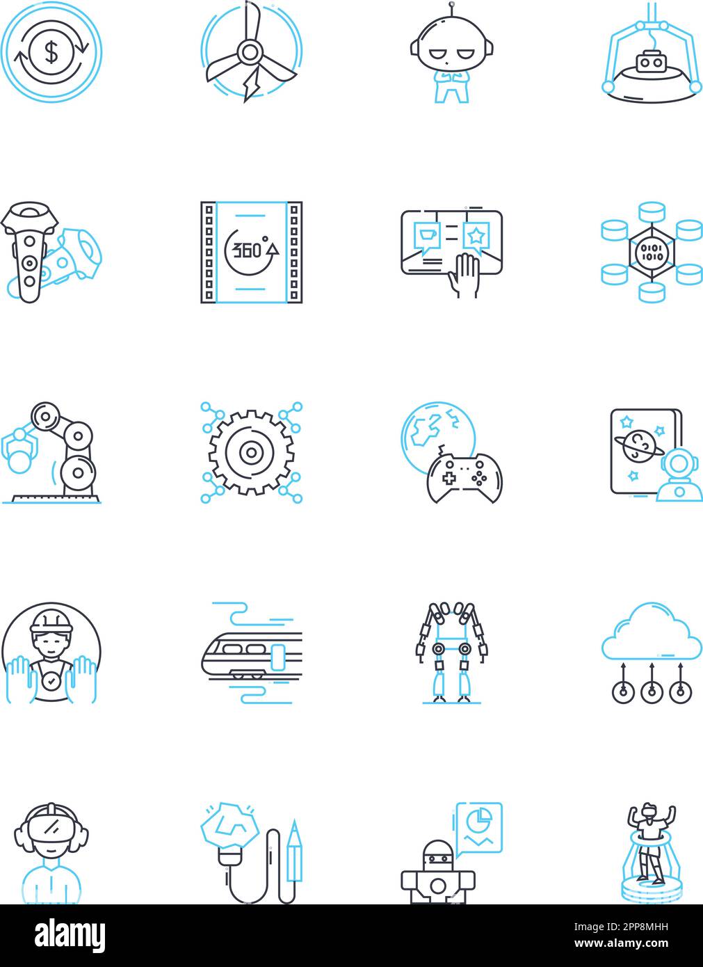 Innovative Technologies Linear Icons Set Automation Augmented