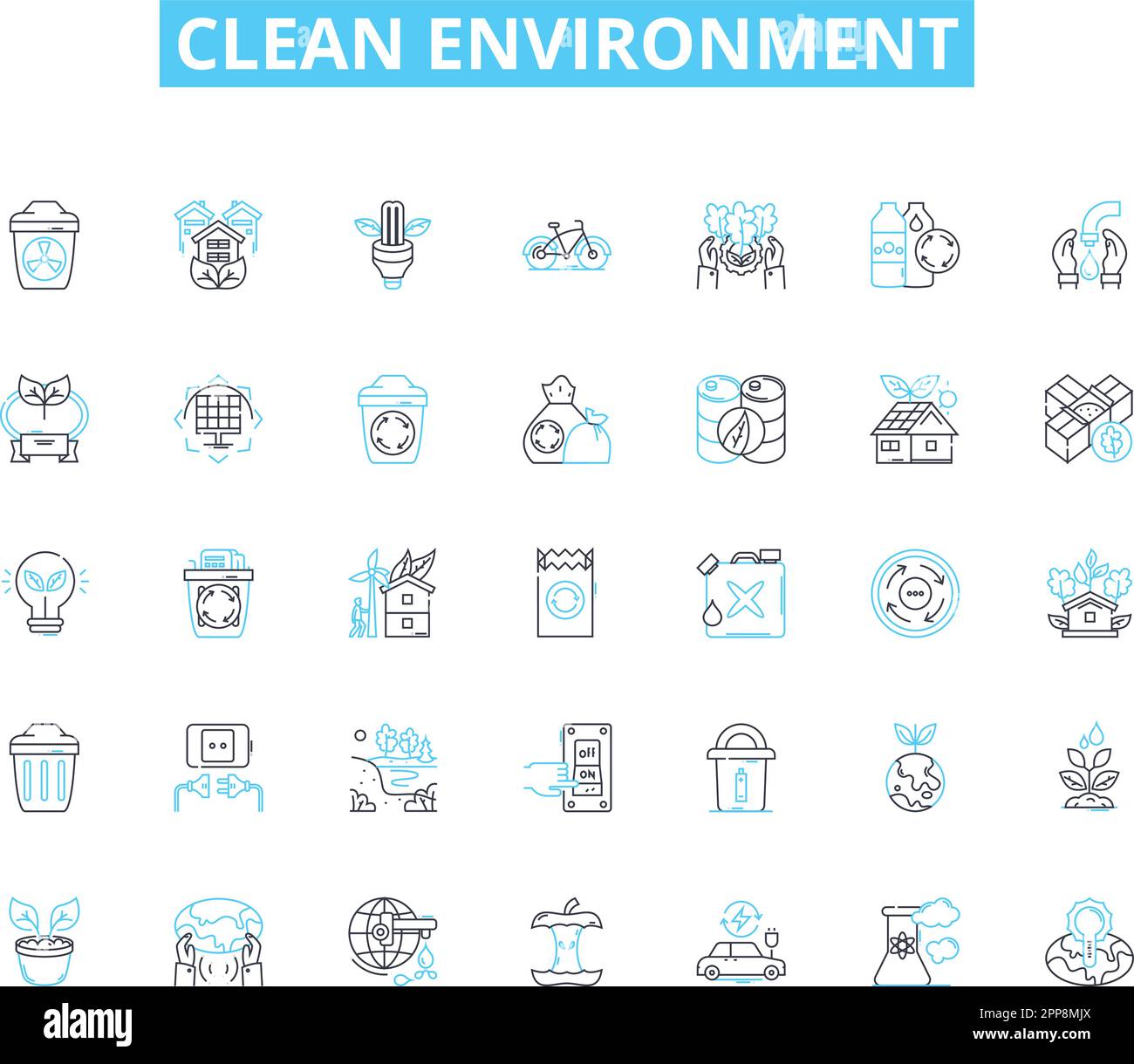 Clean environment linear icons set. Sustainability, Recycling ...