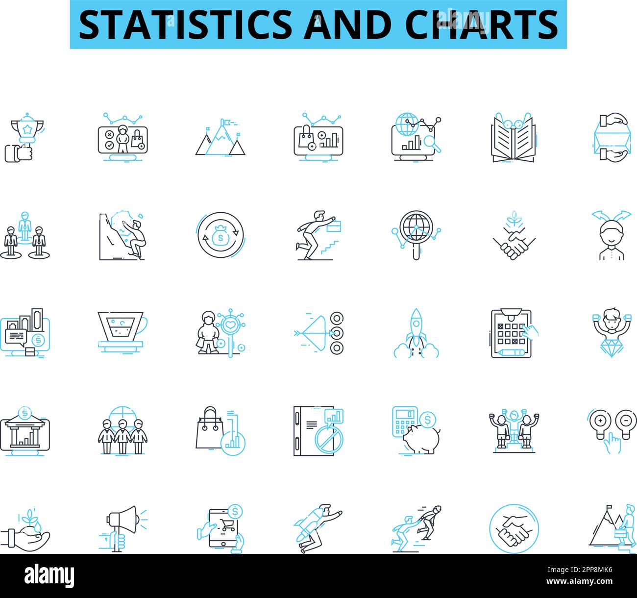 Statistics And Charts Linear Icons Set Data Graphs Trends Variance Correlation Standard