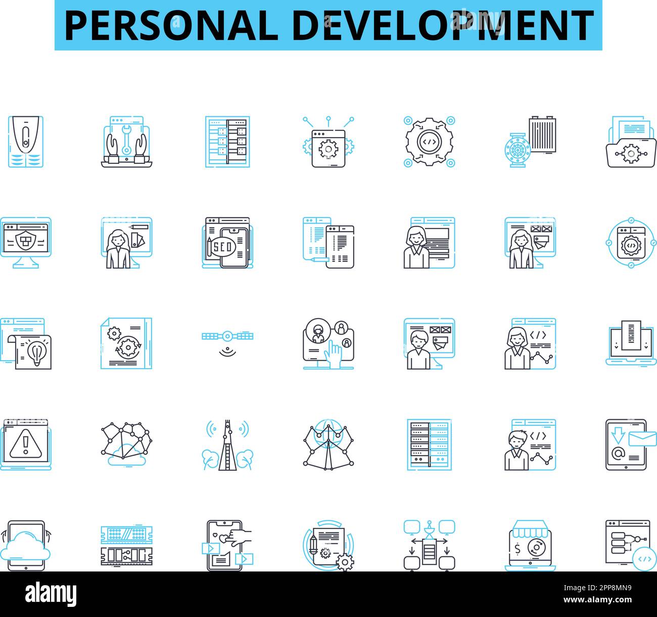 Personal development linear icons set. Growth, Motivation, Self ...