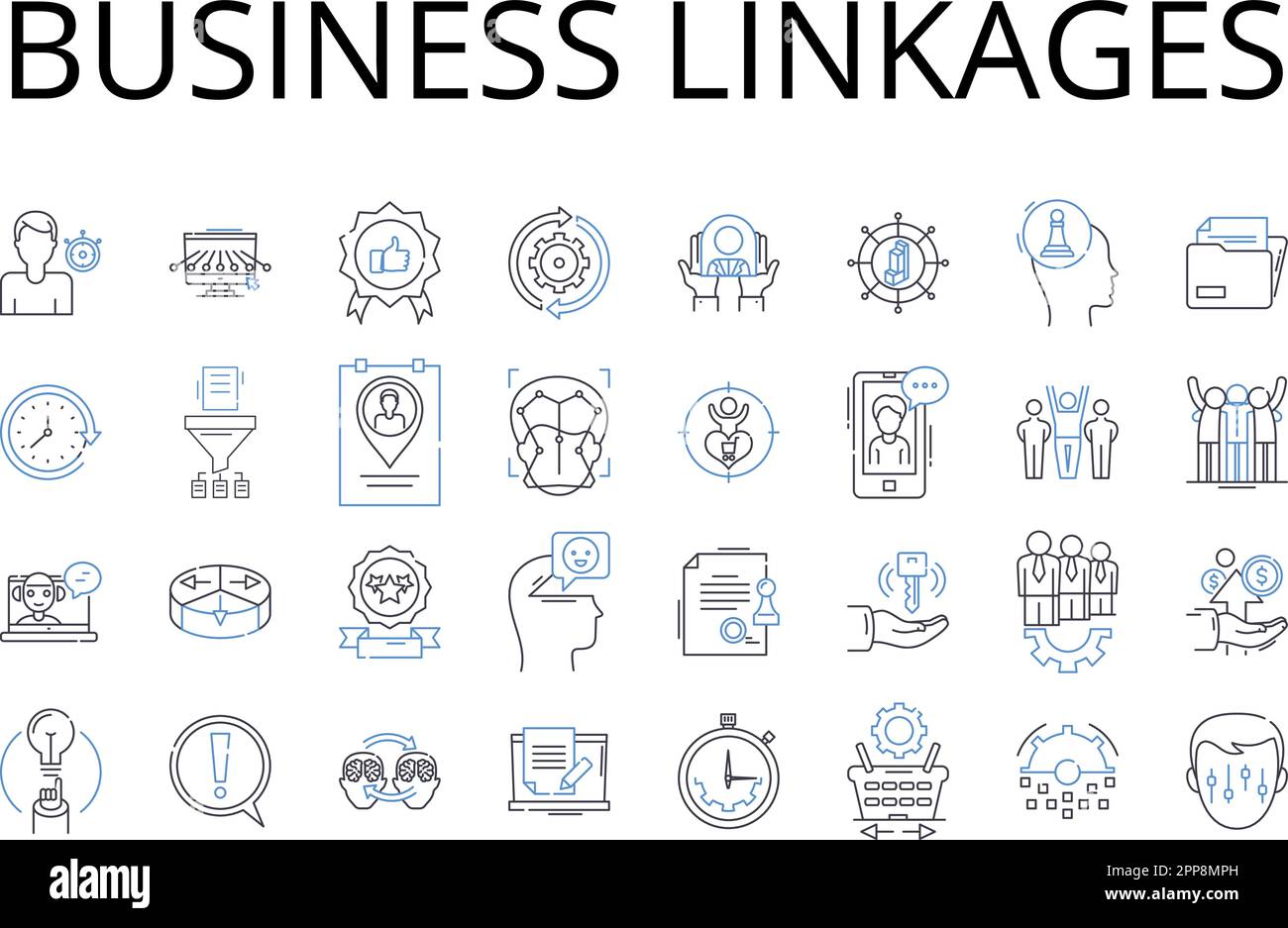 Business linkages line icons collection. Trade connections, Corporate ...