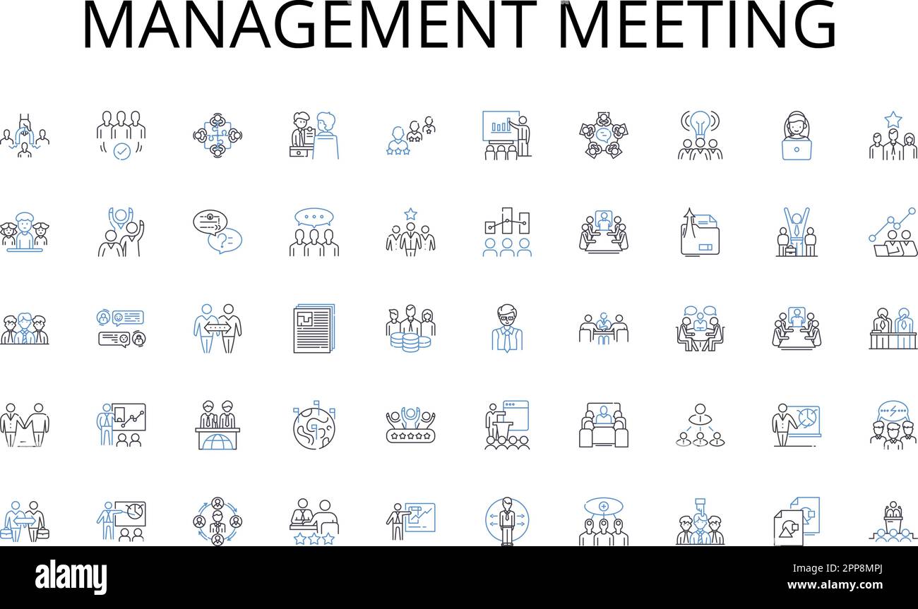 Management meeting line icons collection. Marketing, Advertising ...