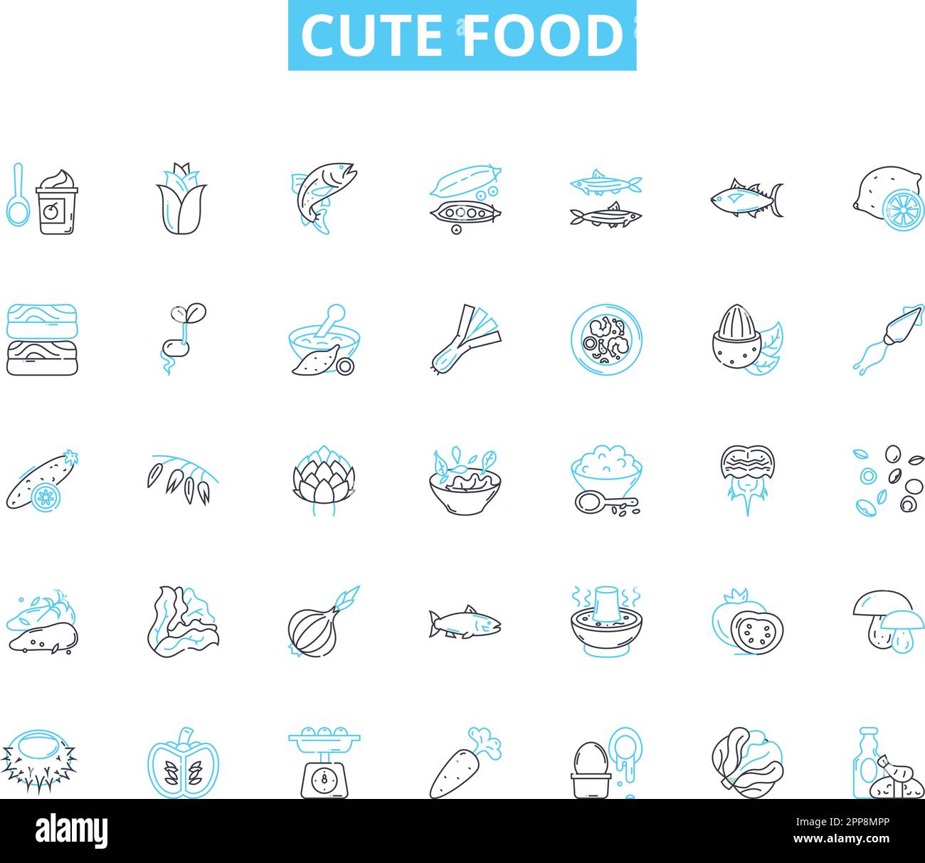 Cute food linear icons set. Adorable, Sweet, Whimsical, Fun, Charming ...