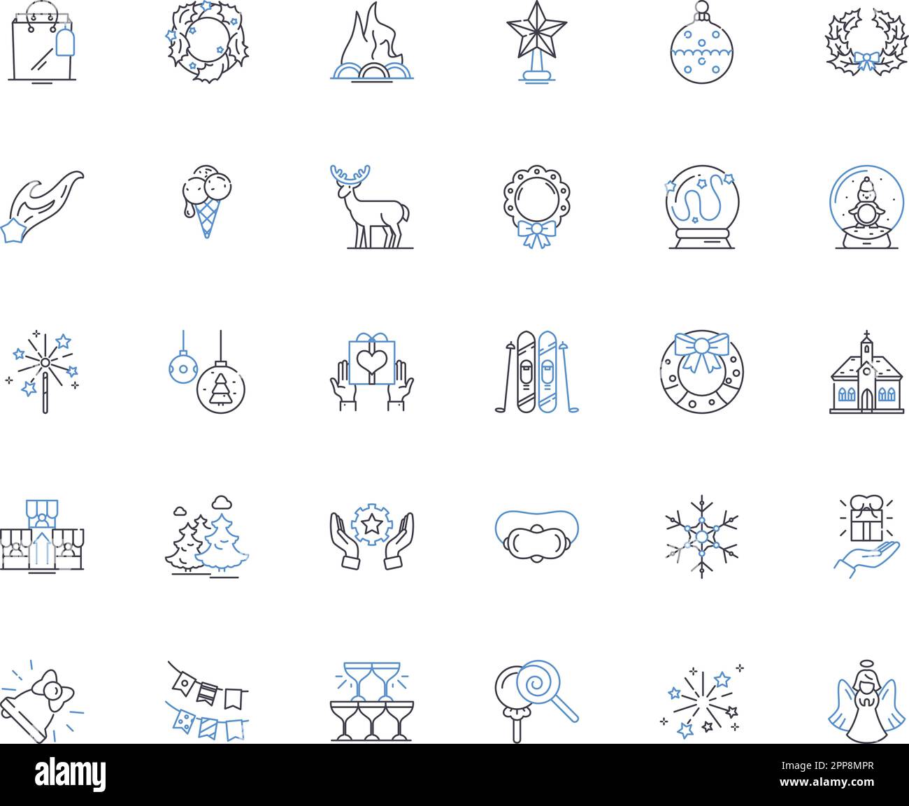 Holiday season line icons collection. Festivities, Yuletide, Merriment ...