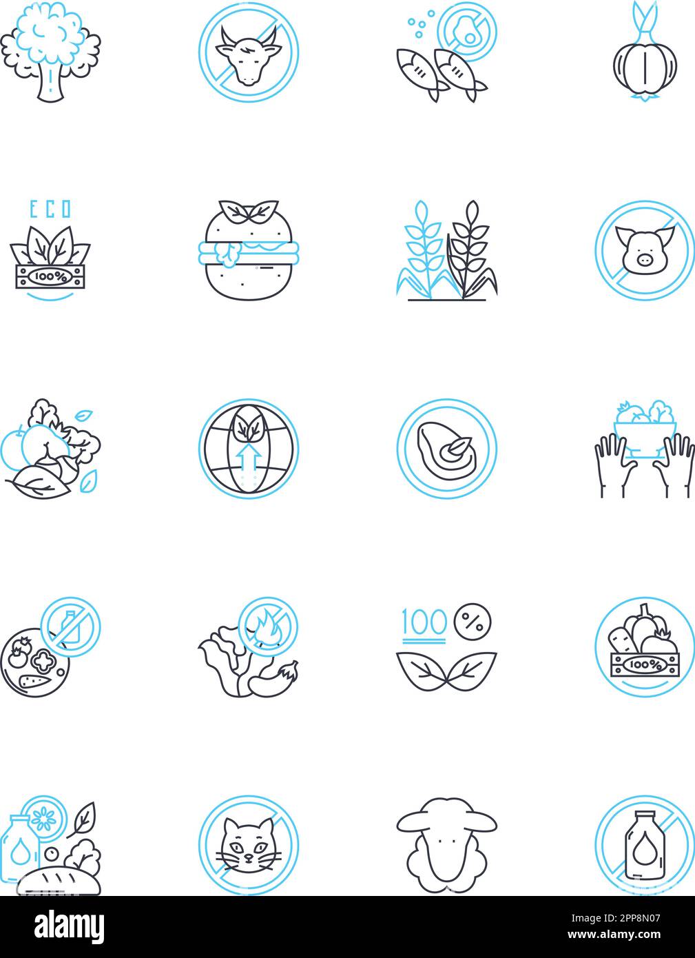 Meatless linear icons set. Vegetarian, Vegan, Plant-based, Meat-free ...