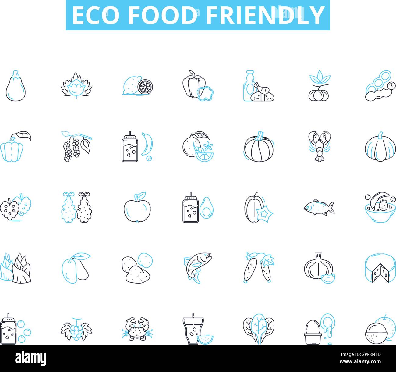 Eco food friendly linear icons set. Sustainable, Organic, Locally ...