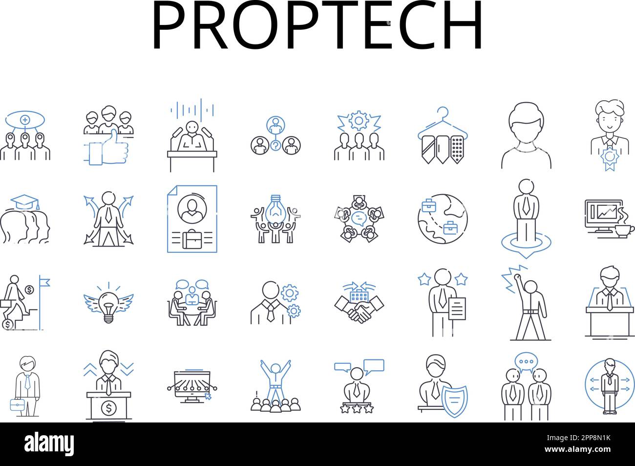 Proptech line icons collection. Property technology, Real estate tech ...