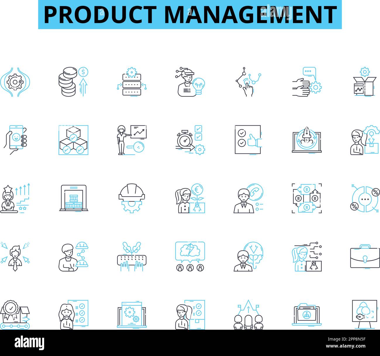 Product Management Linear Icons Set Strategy Roadmap Prioritization Ideation Analysis