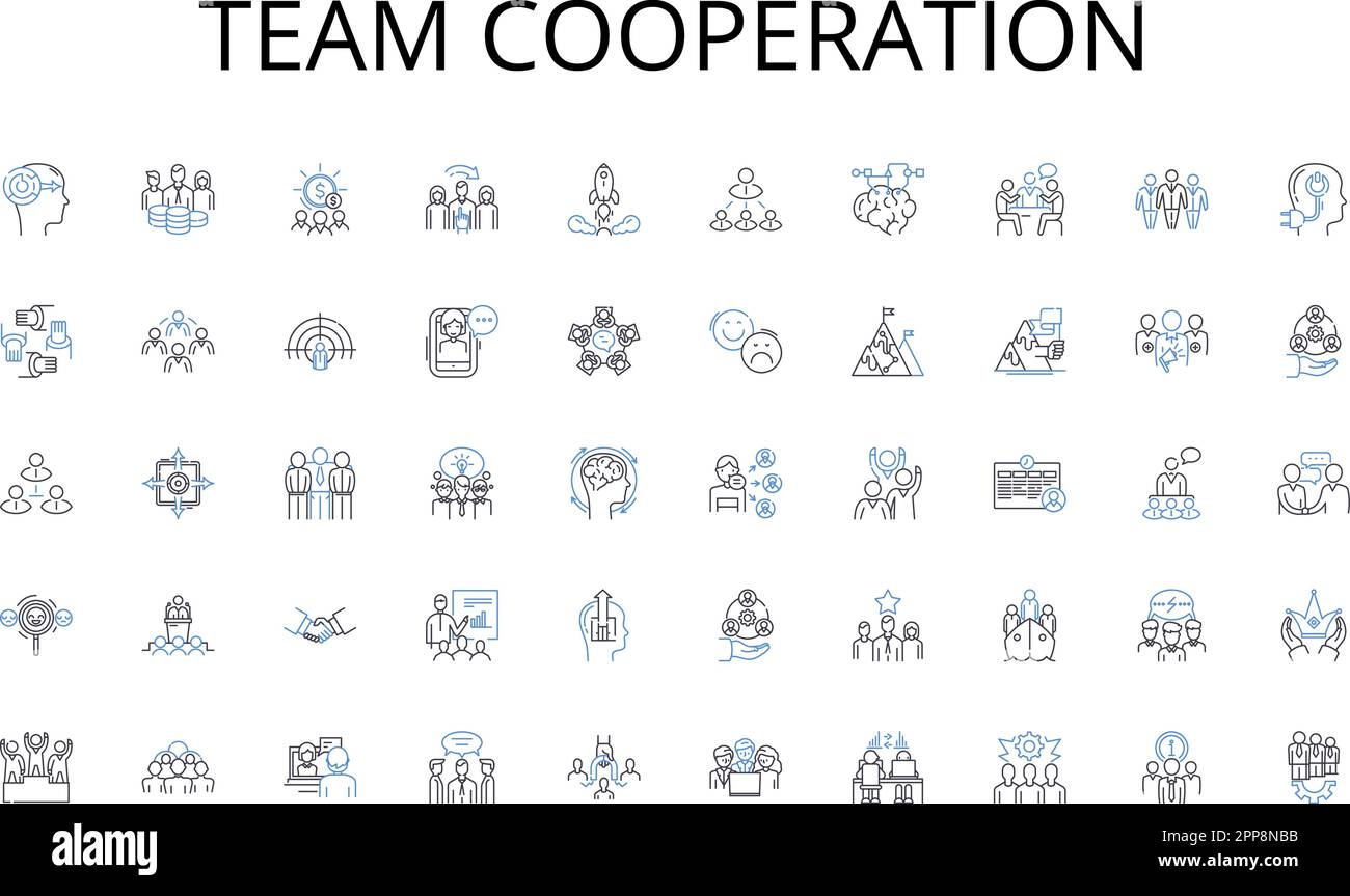 Team cooperation line icons collection. Backpack, Suitcase, Duffel ...