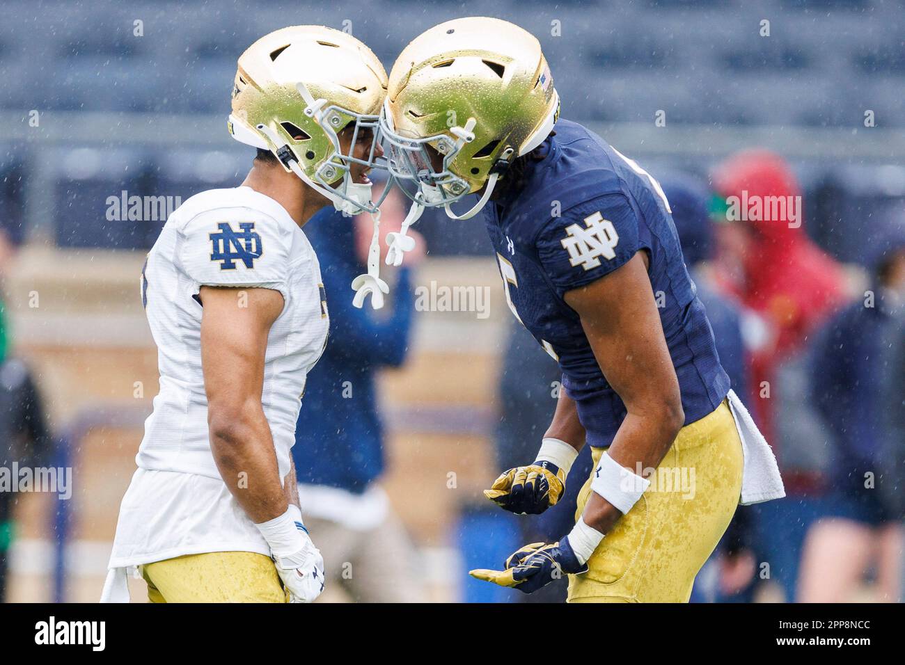 April 22, 2023: Notre Dame defensive back Jaden Mickey (7) and Notre ...