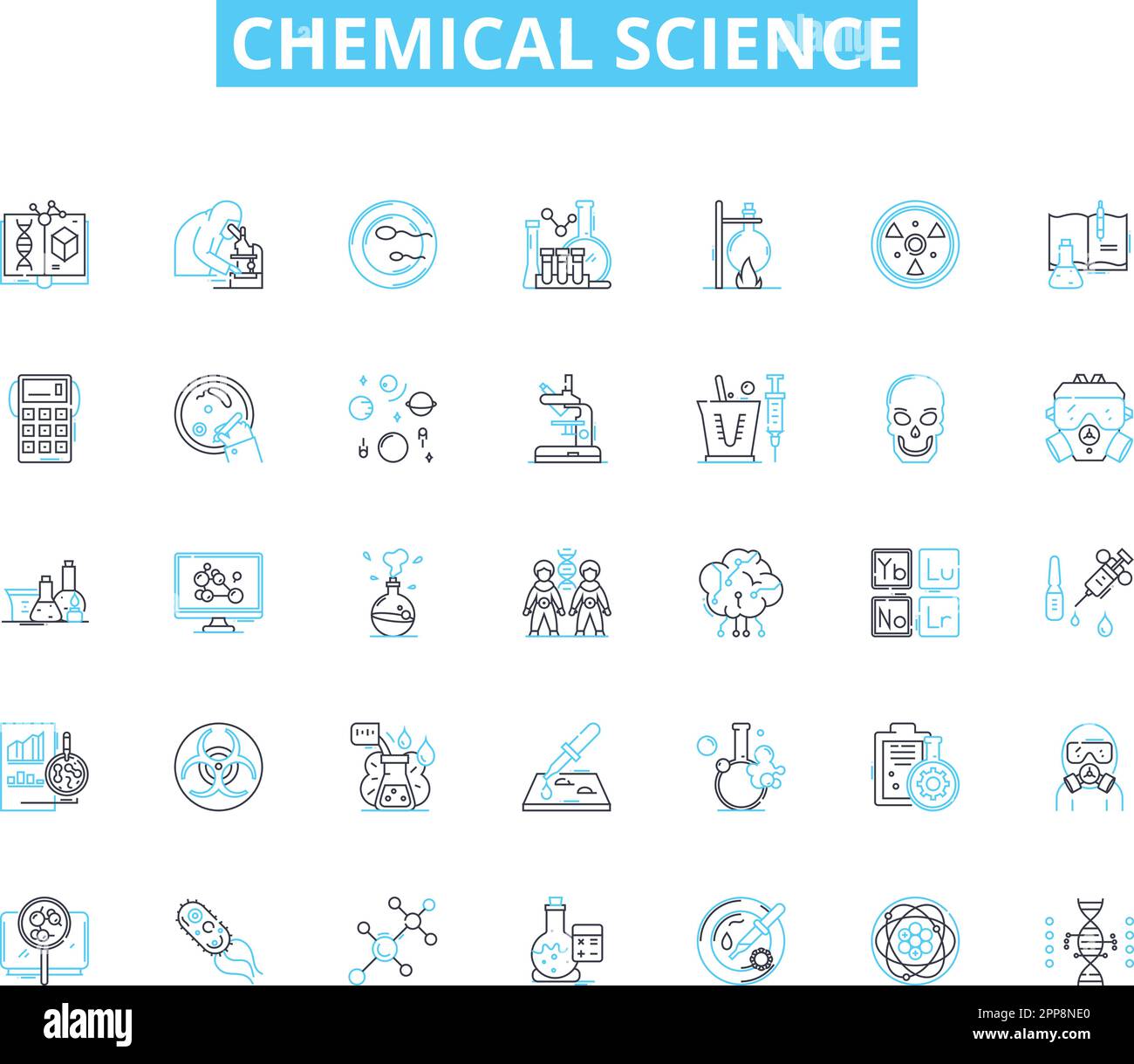 Chemical science linear icons set. Reactivity, Molecules, Elements ...