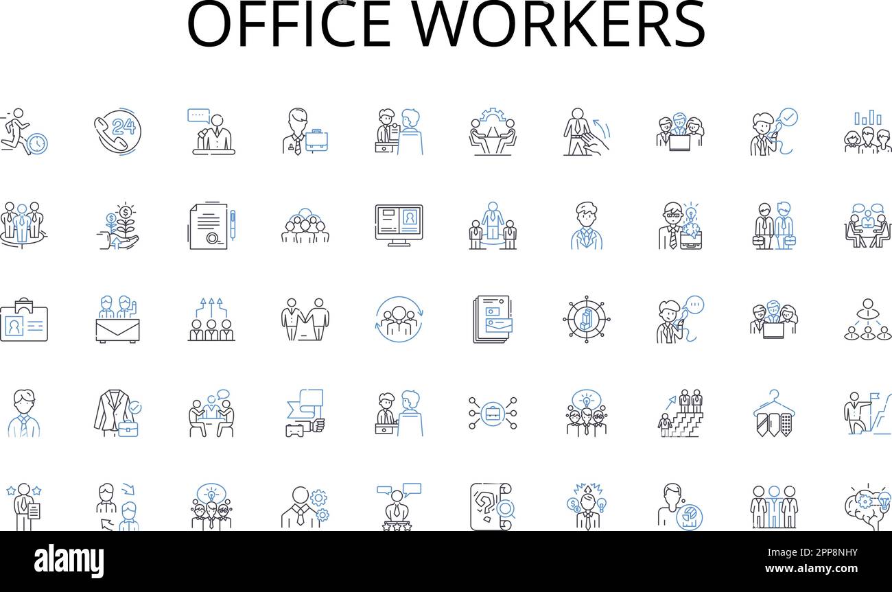 Office workers line icons collection. Planning, Alignment, Execution ...